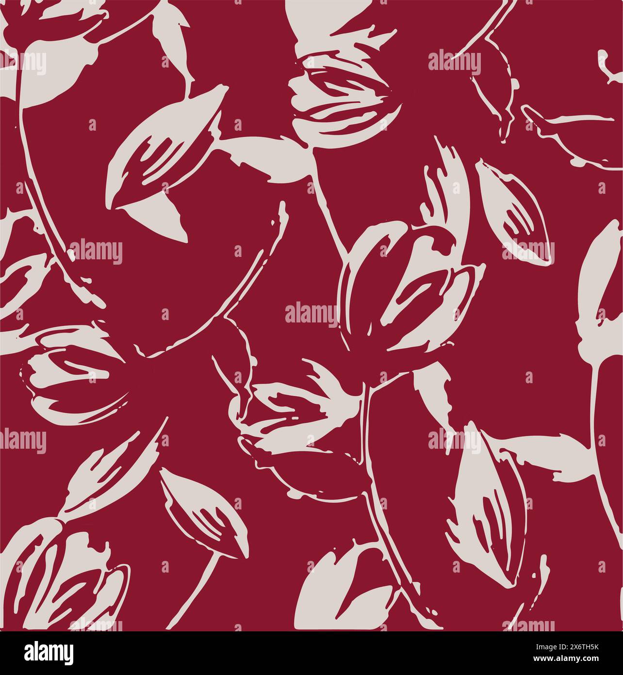 Floral seamless pattern with big flowers and Vector illustration Stock ...