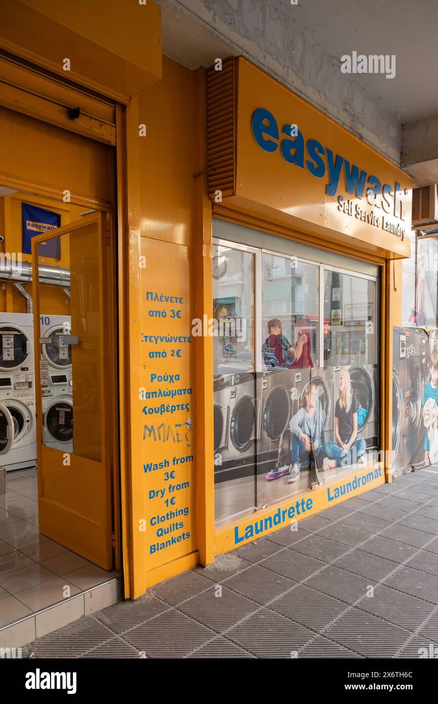 Easywash launderette , Athens, Greece Stock Photo - Alamy