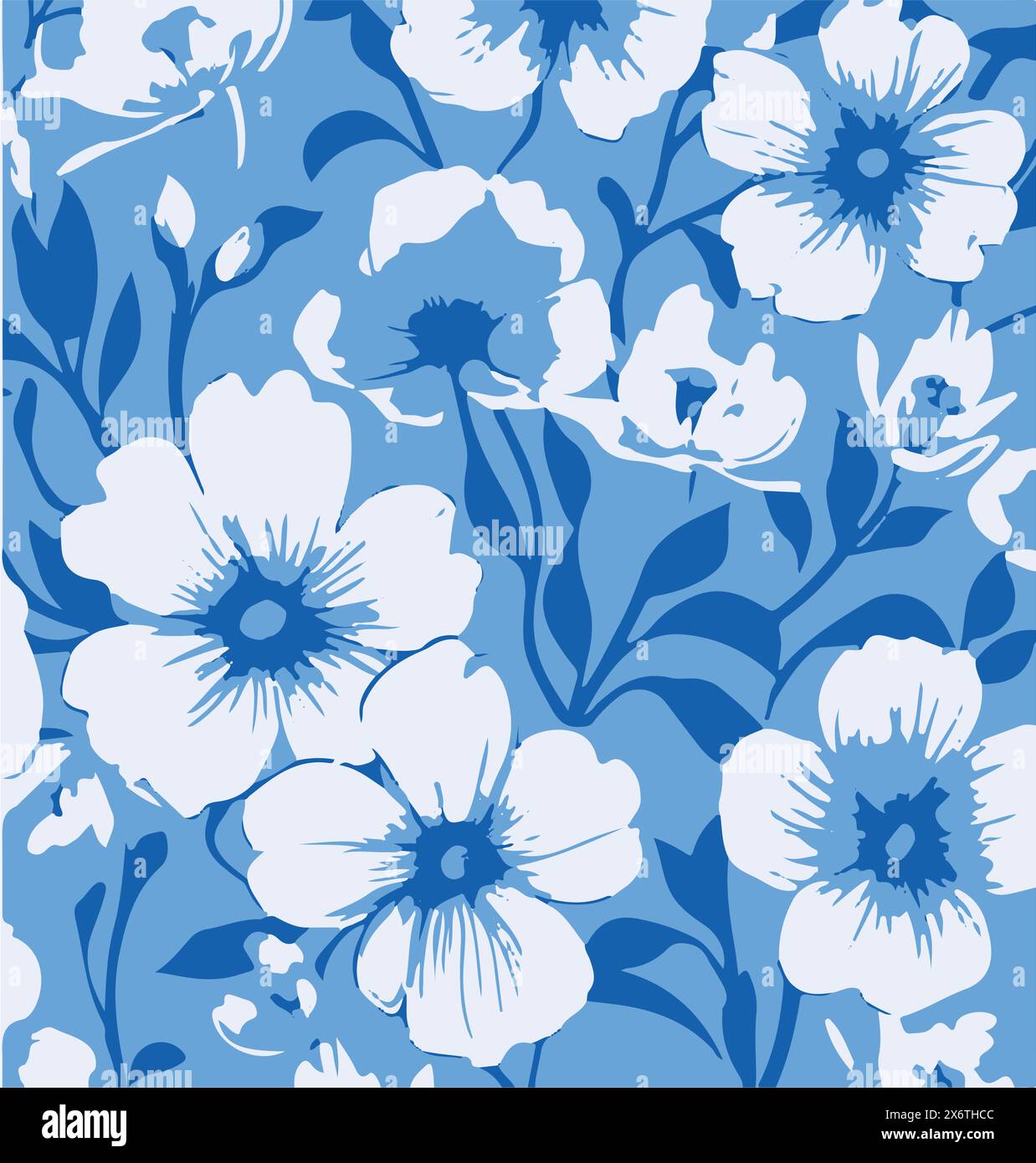 Floral seamless pattern with big flowers and Vector illustration Stock ...