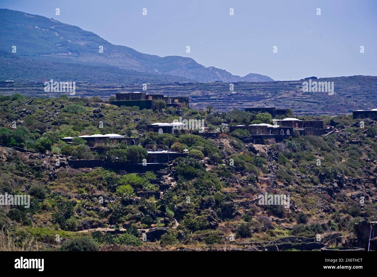 ITALY, Sicily, Pantelleria island, view of the island and Dammusi ...