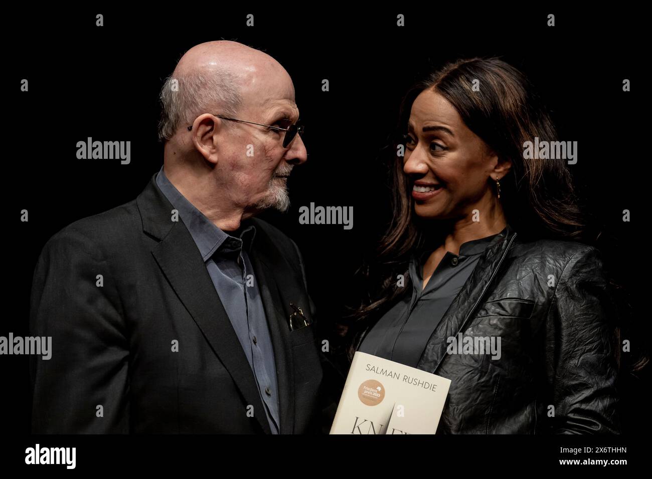 Salman Rushdie and his wife Rachel Eliza Griffiths pose for a portrait ...
