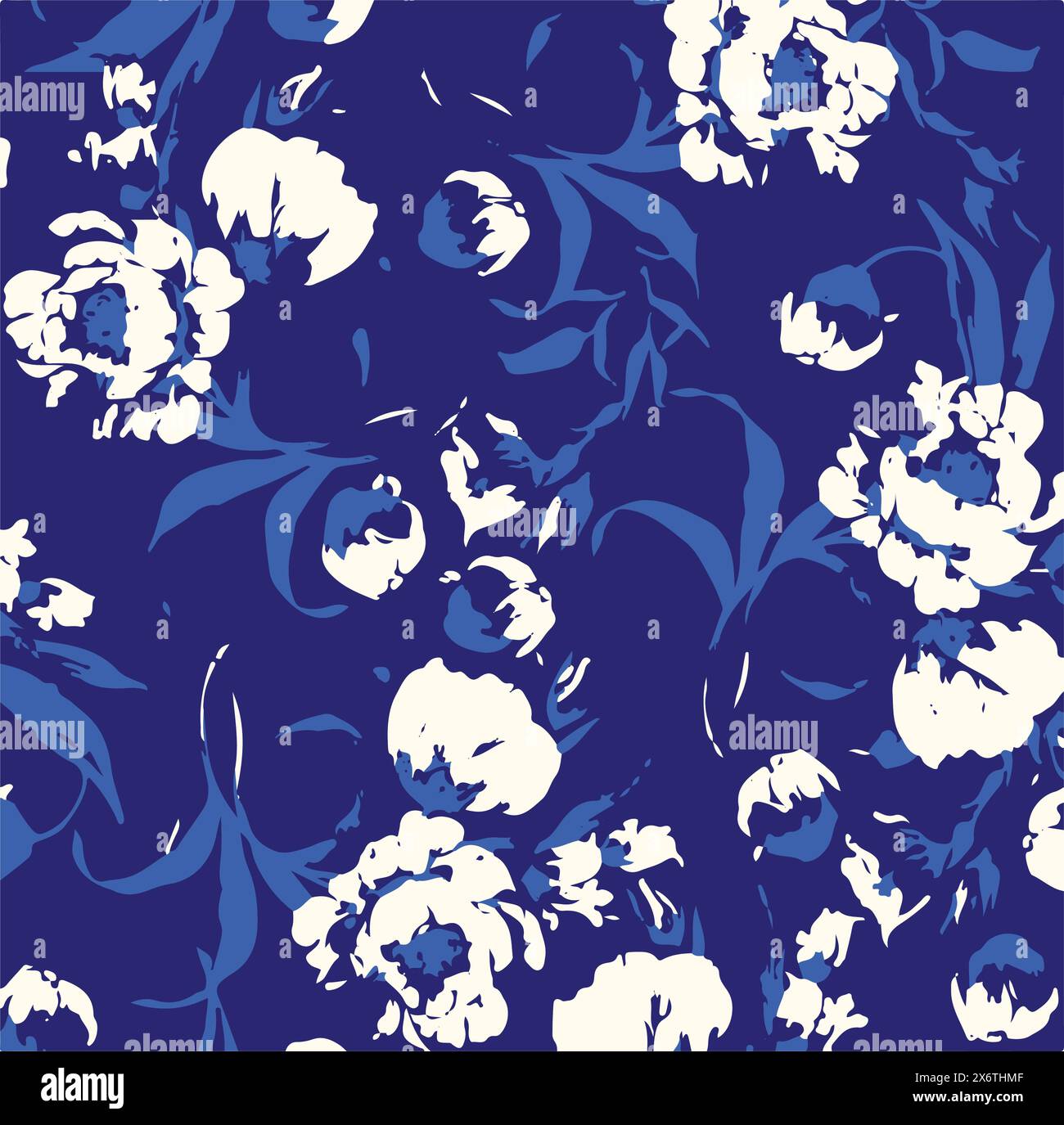 Floral seamless pattern with big flowers and Vector illustration Stock ...