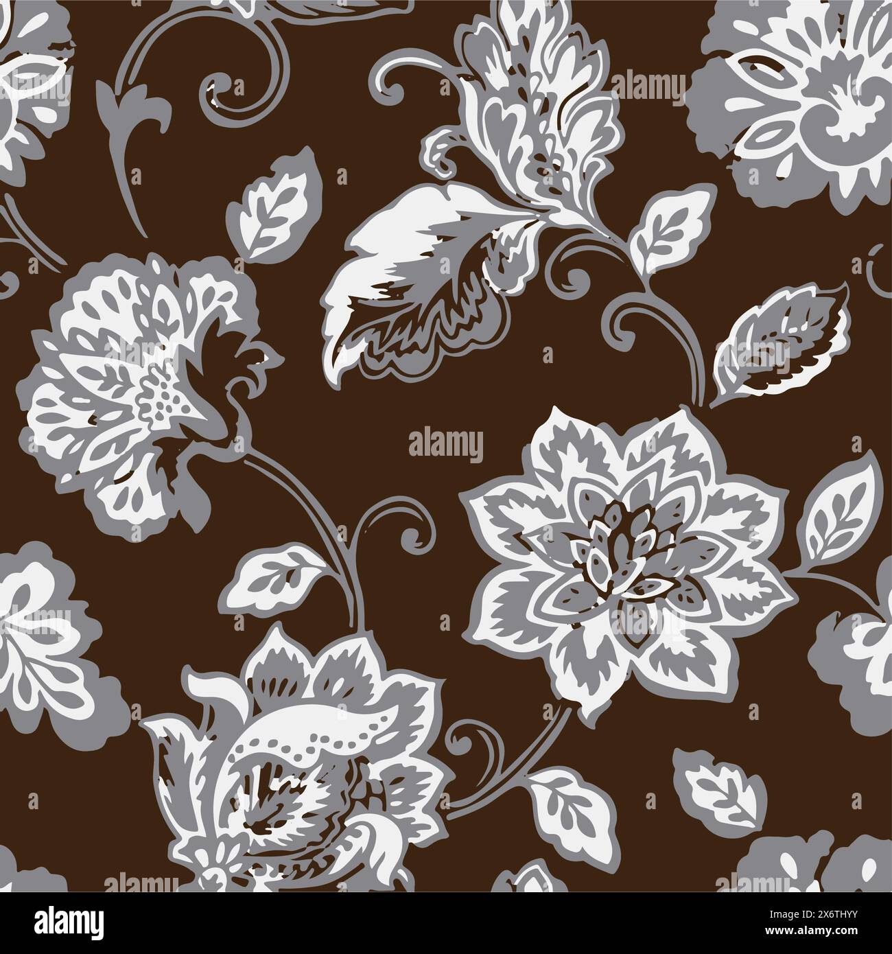 Floral seamless pattern with big flowers and Vector illustration Stock ...