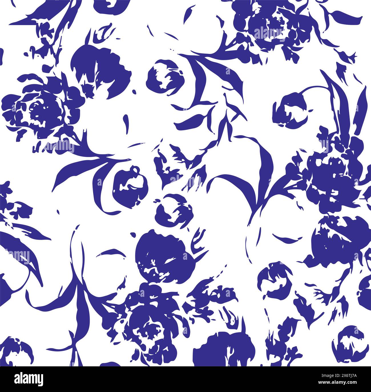 Floral seamless pattern with big flowers and Vector illustration Stock ...
