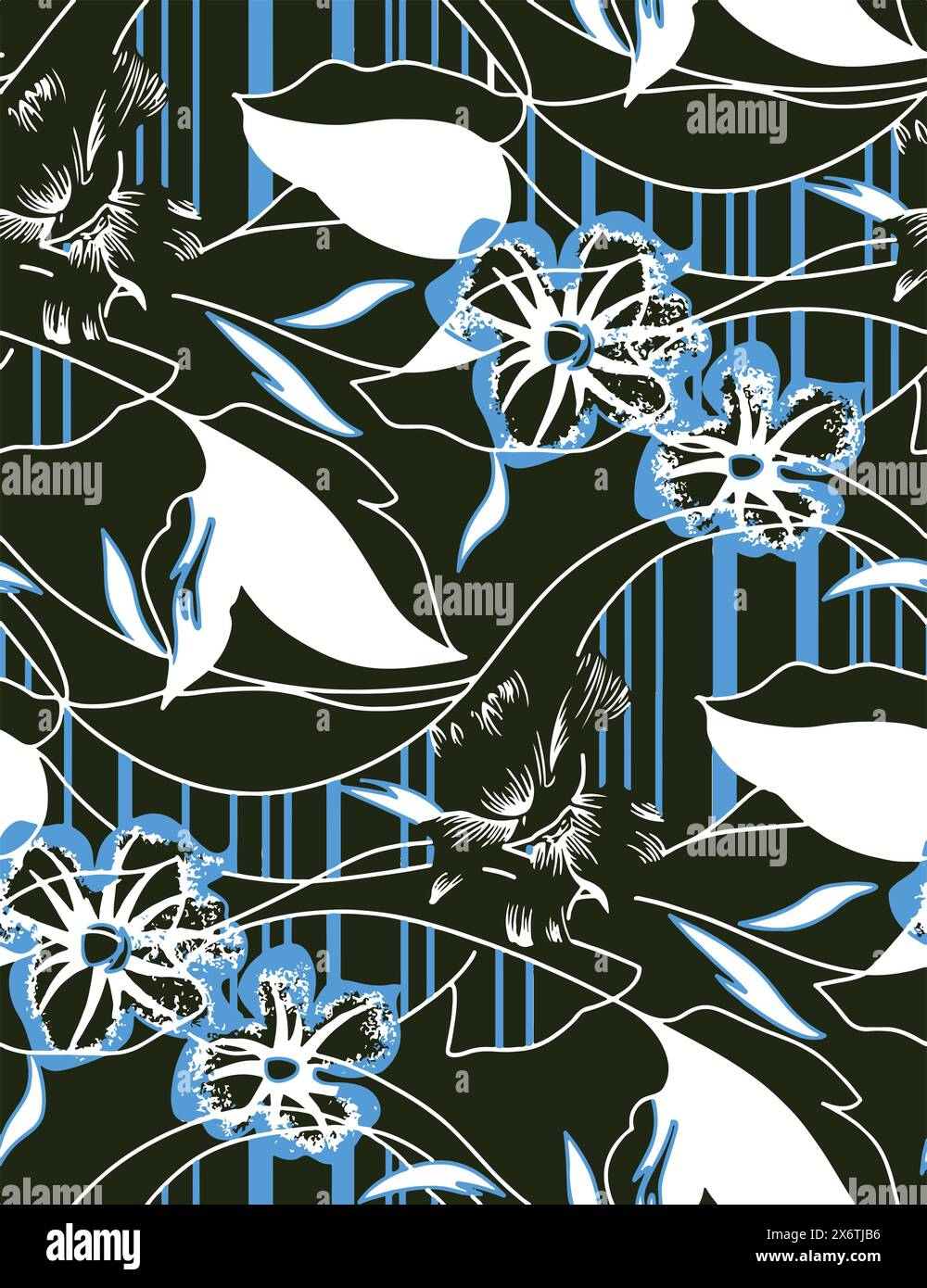 Floral seamless pattern with big flowers and Vector illustration Stock ...