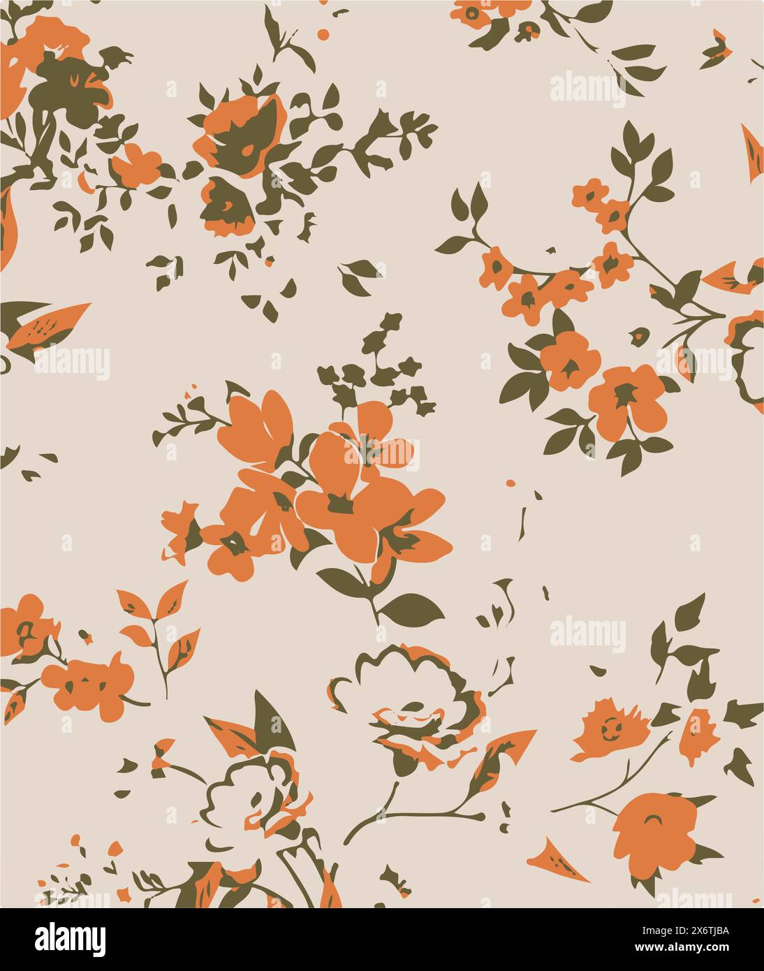 Floral seamless pattern with big flowers and Vector illustration Stock ...