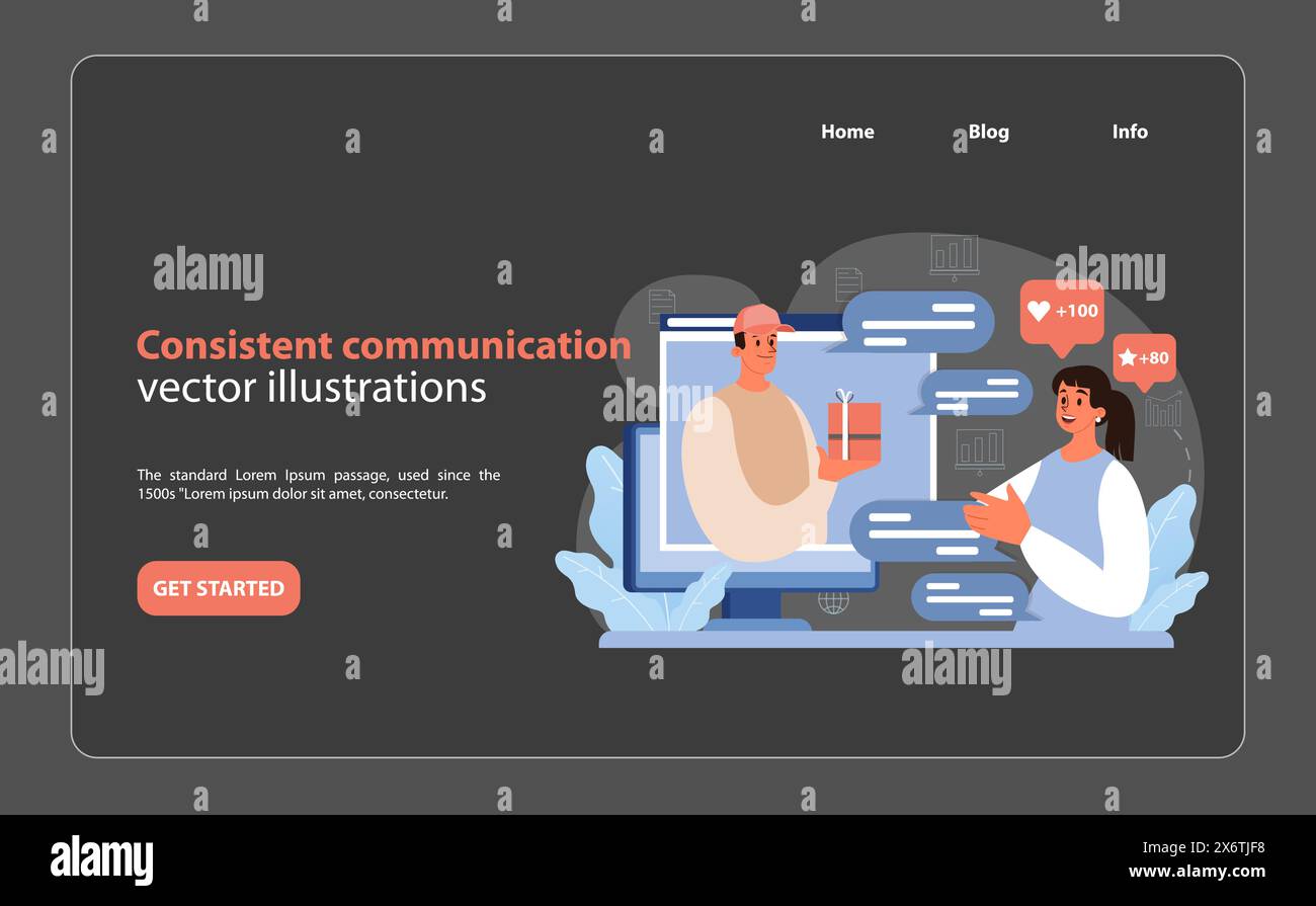 Consistent Brand Communication. An inviting vector illustration ...