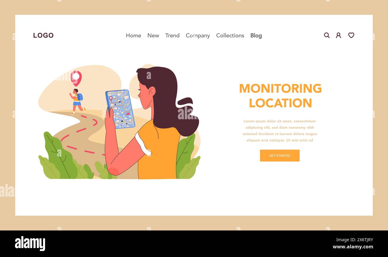 Monitoring location concept. Attentive parent using GPS tracking app to ...
