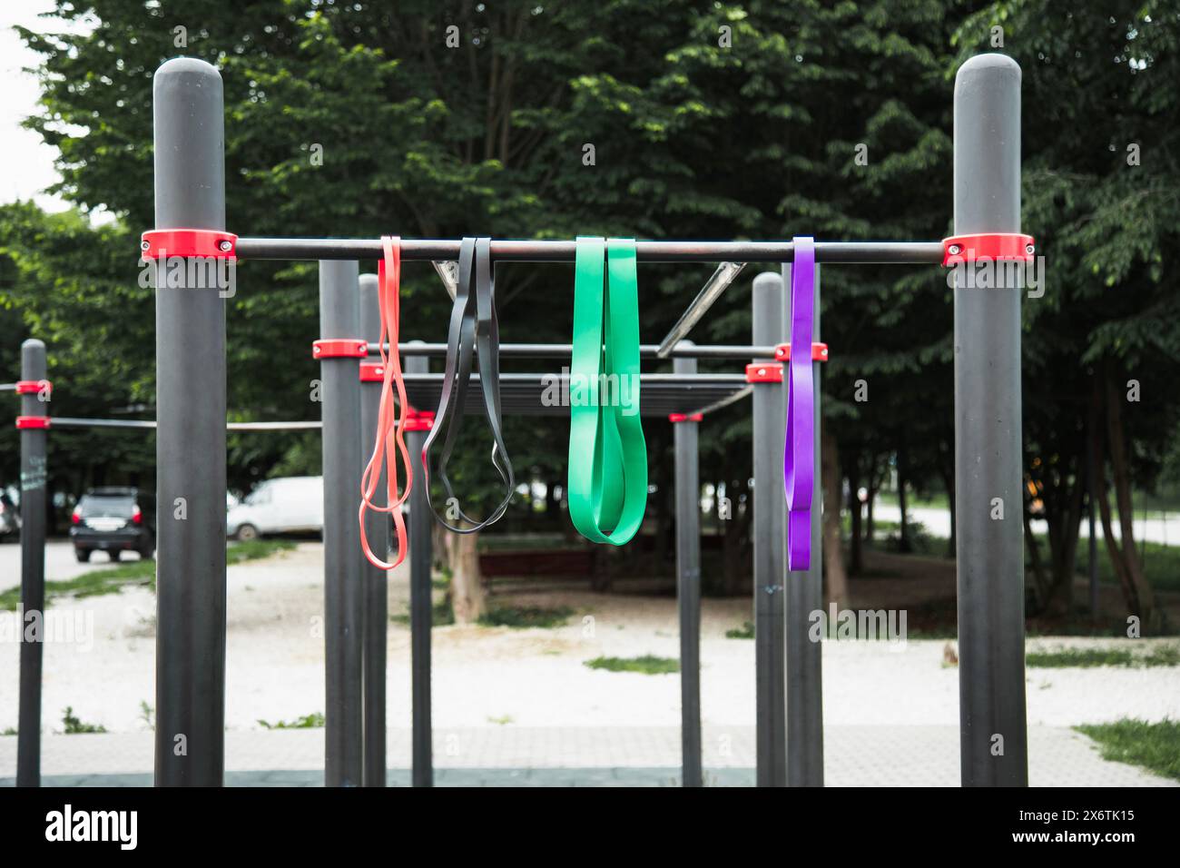 set of colorful latex rubber bands for fitness Stock Photo - Alamy