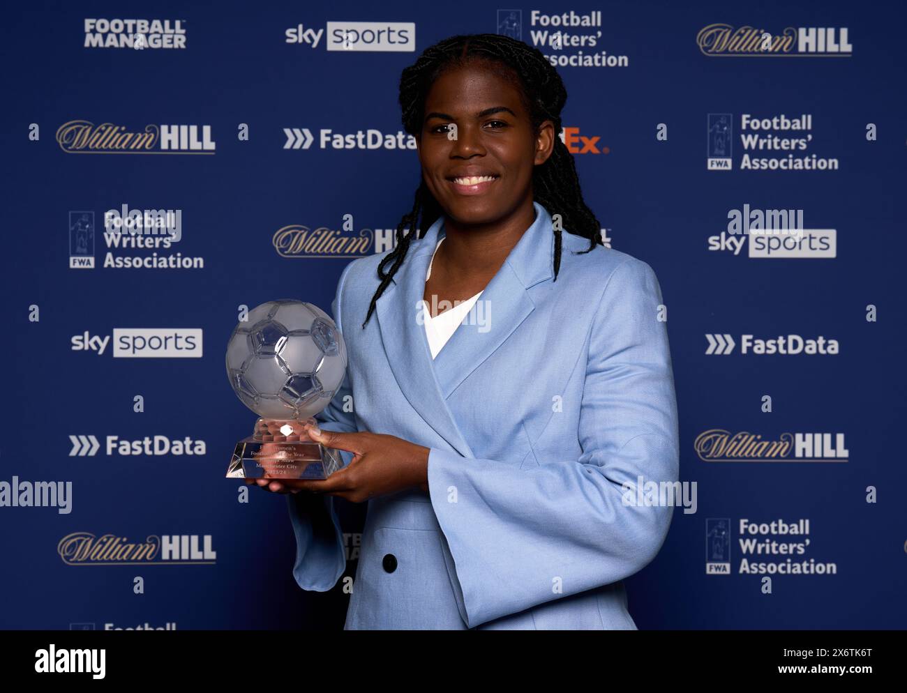 Manchester City's Khadija Shaw with her FWA Women's Footballer of the ...