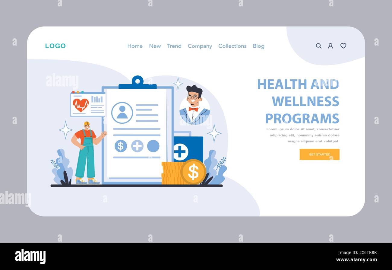Health and Wellness Programs web or landing page. A detailed depiction ...
