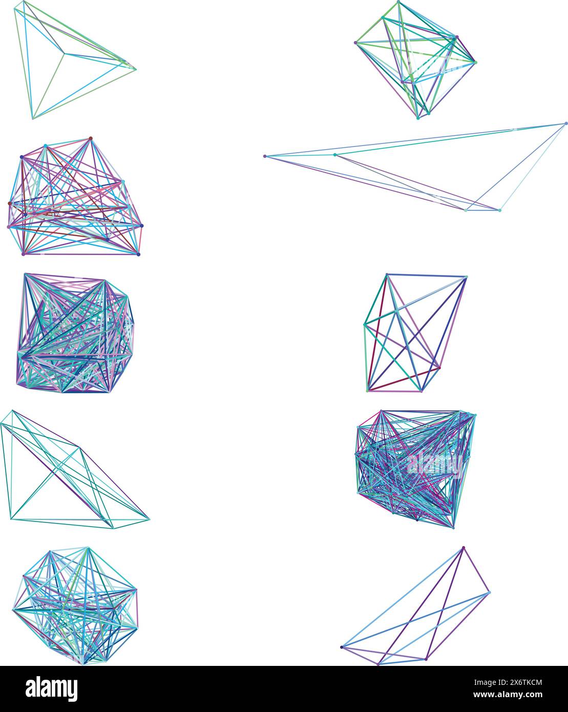A Set Of Abstract Isolated Futuristic Node Network Connection Design