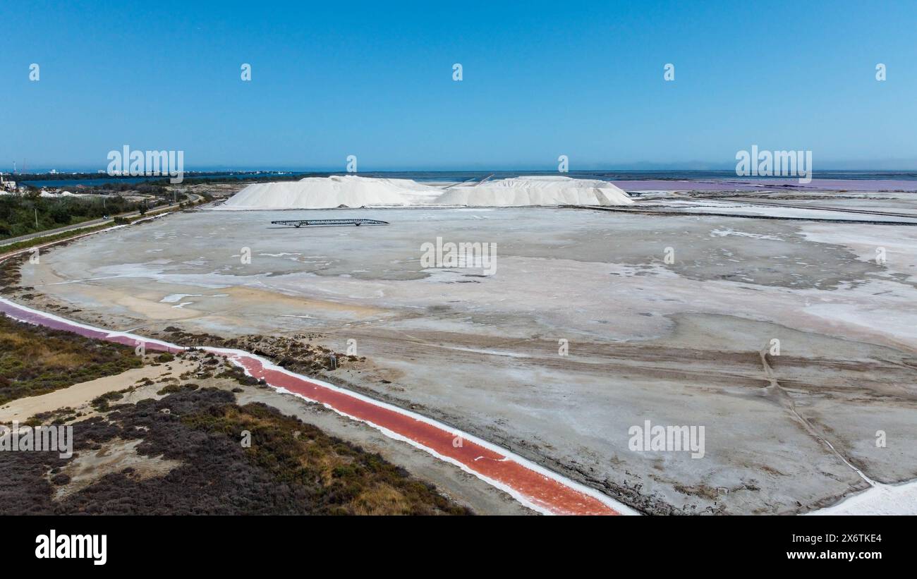 Pools of red water rich in salt, tourist attraction of the Giraud salt ...