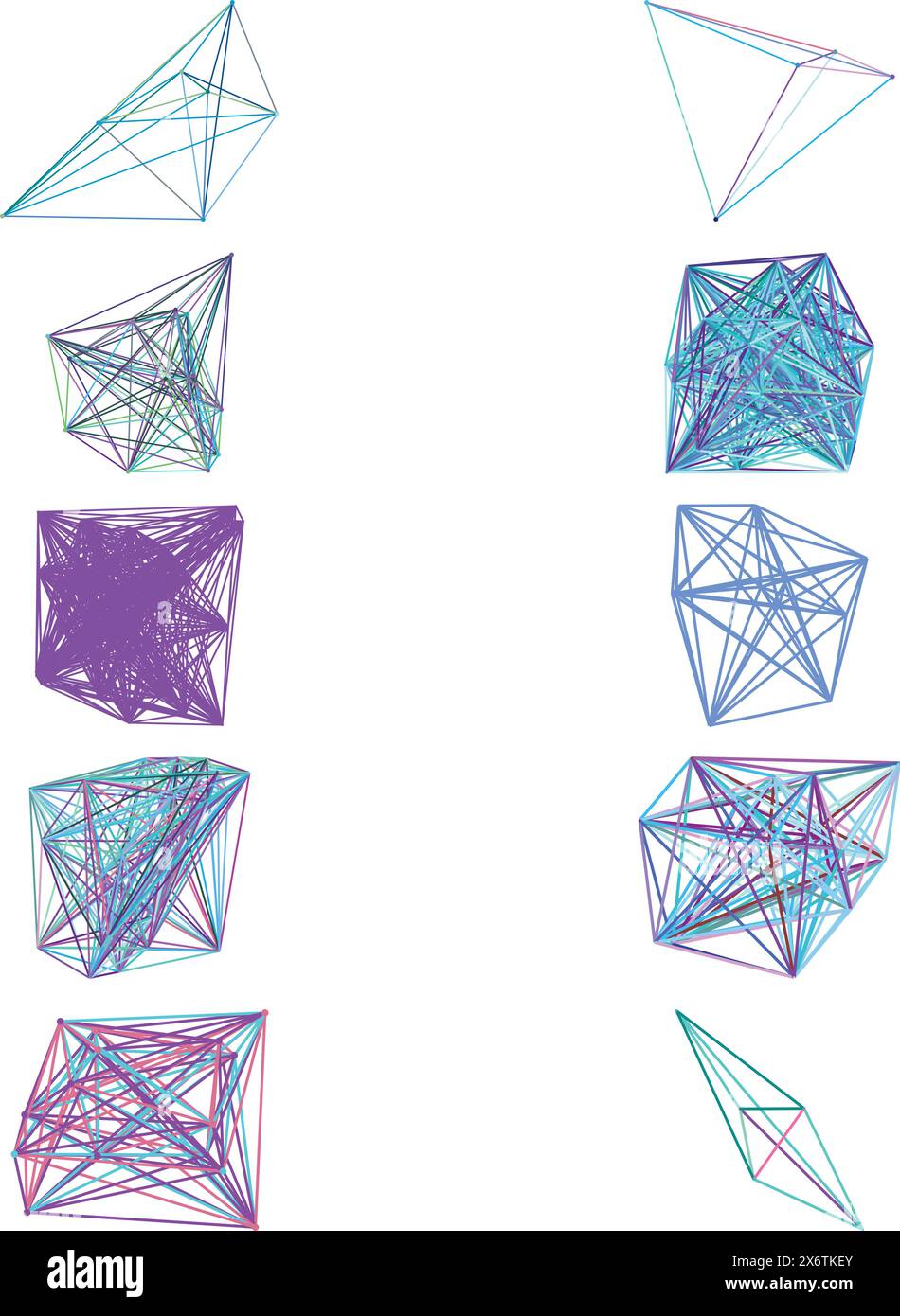 A Set Of Abstract Isolated Futuristic Node Network Connection Design