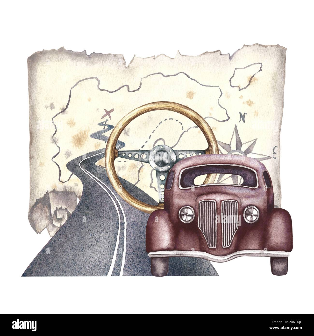 Vintage highway map hi-res stock photography and images - Alamy