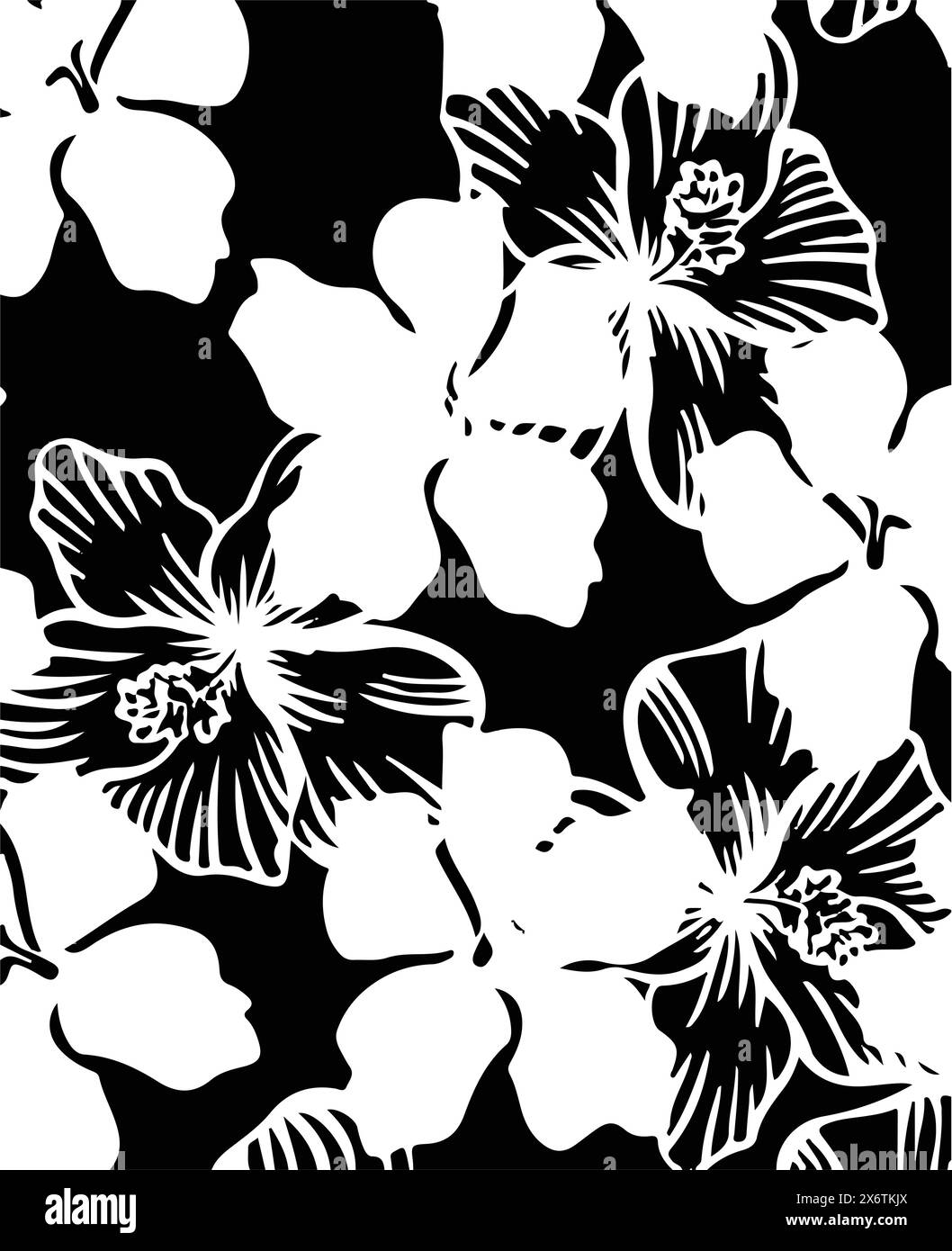 Tulip floral pattern Black and White Stock Photos & Images - Alamy