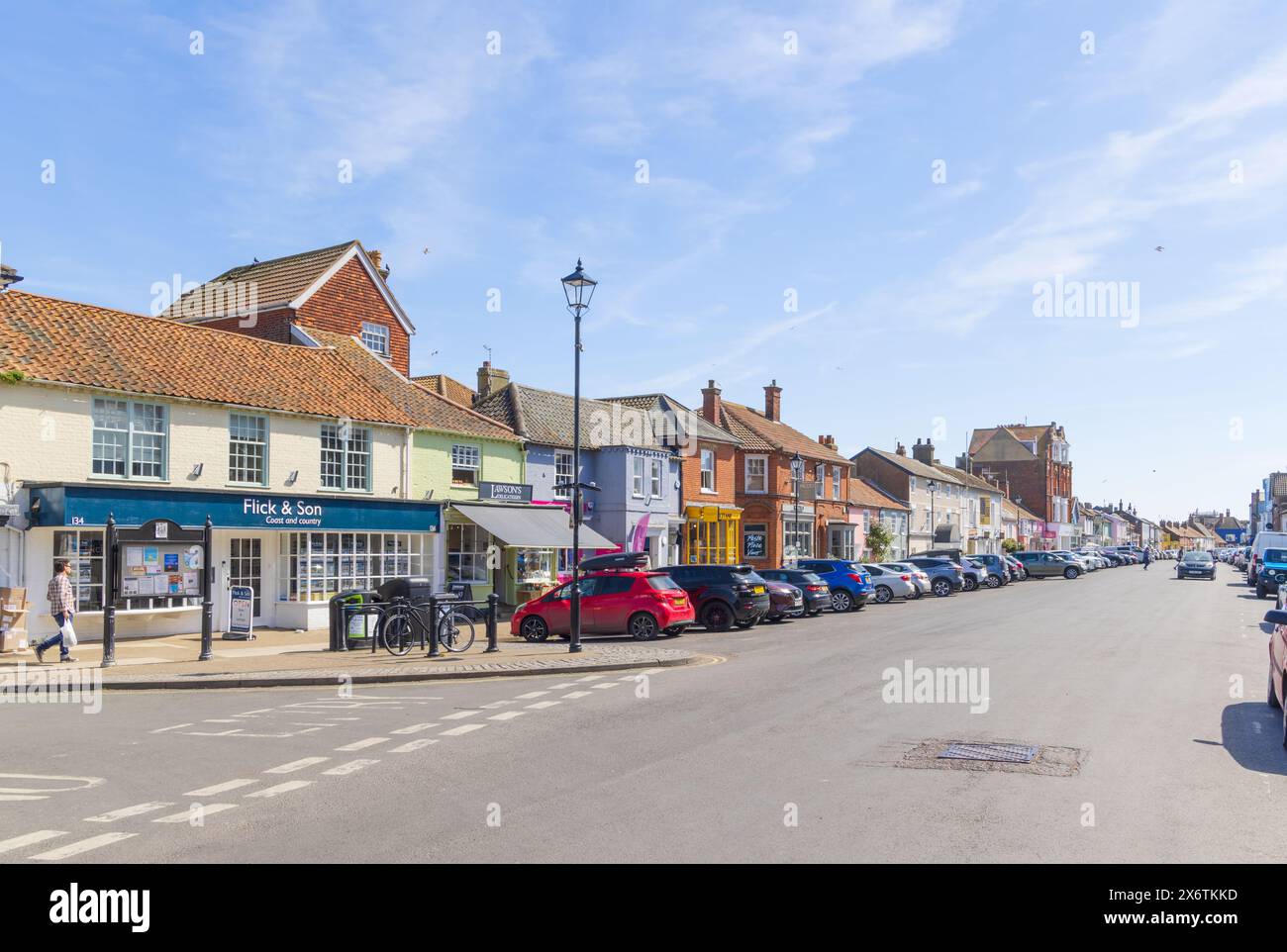 View of shops and buildings in Aldeburgh High Street. Suffolk. UK Stock ...