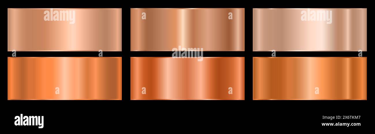 A set with copper gradients on a black background. A palette of colors ...