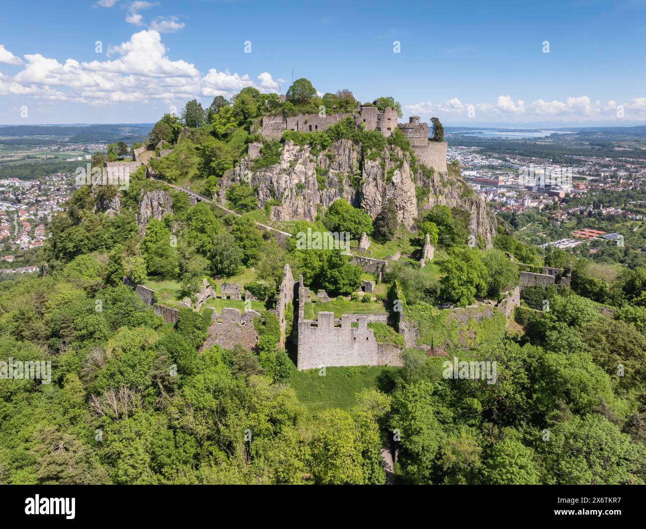 Aerial view of the Hohentwiel volcanic cone with Germany's largest ...