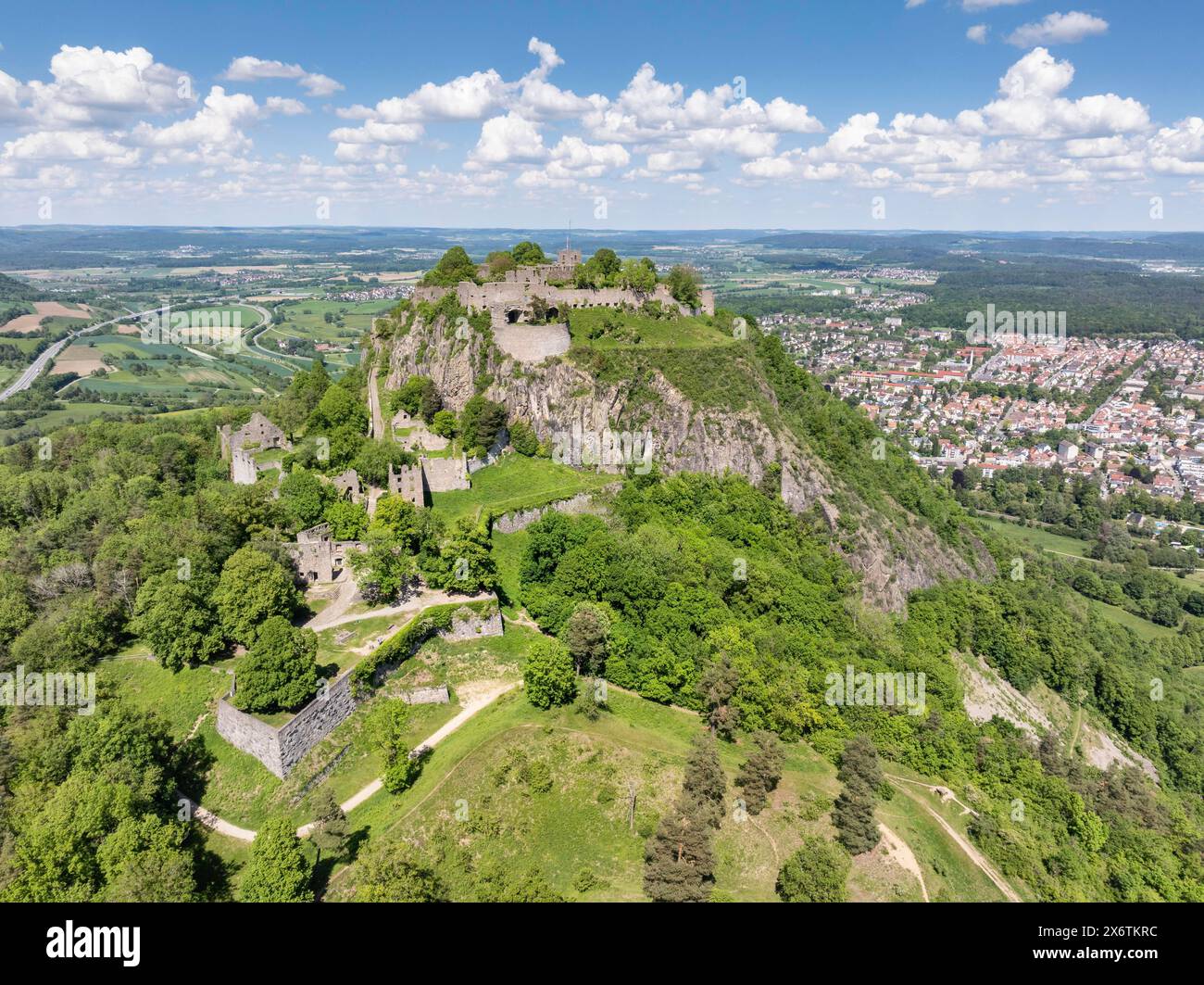 Aerial view of the Hohentwiel volcanic cone with Germany's largest ...