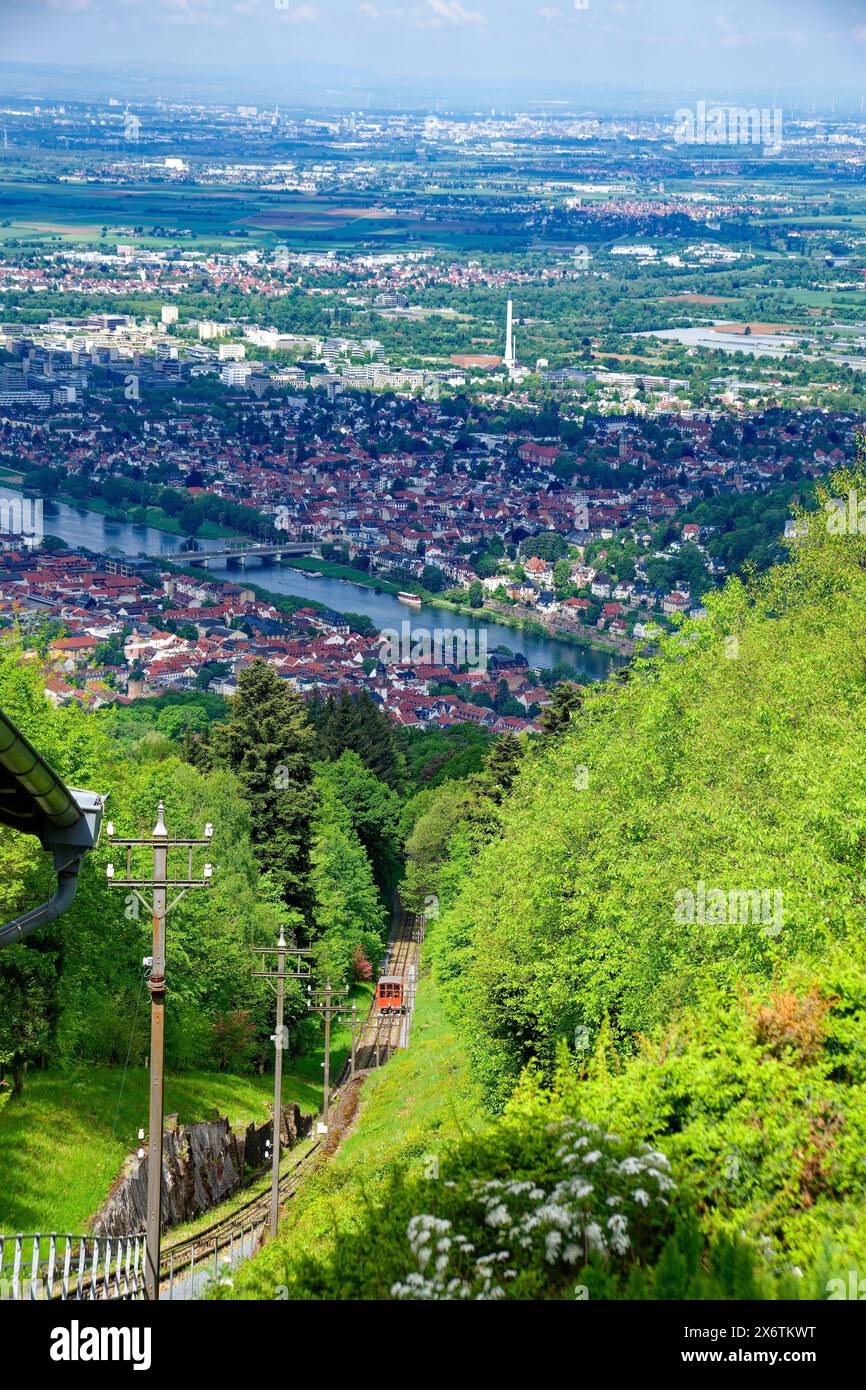 View from the Koenigstuhl station with the Koenigstuhlbahn, Heidelberg ...