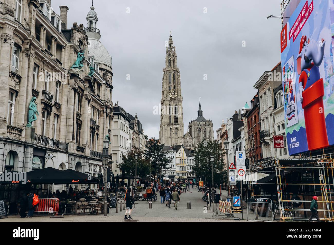 Antwerp, Belgium - October 22, 2023: Historic center of Antwerp along ...