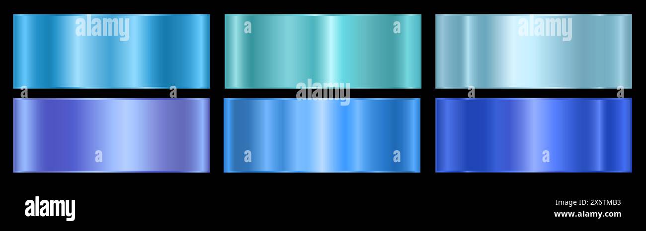 A set with blue gradients on a black background. A palette of colors ...