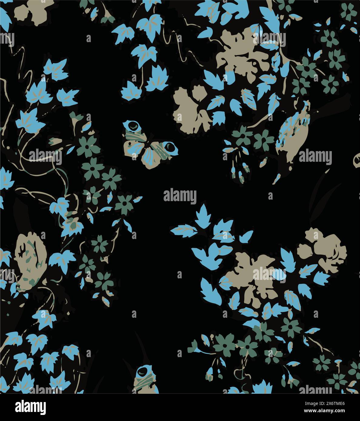 Floral seamless pattern with big flowers and Vector illustration Stock ...