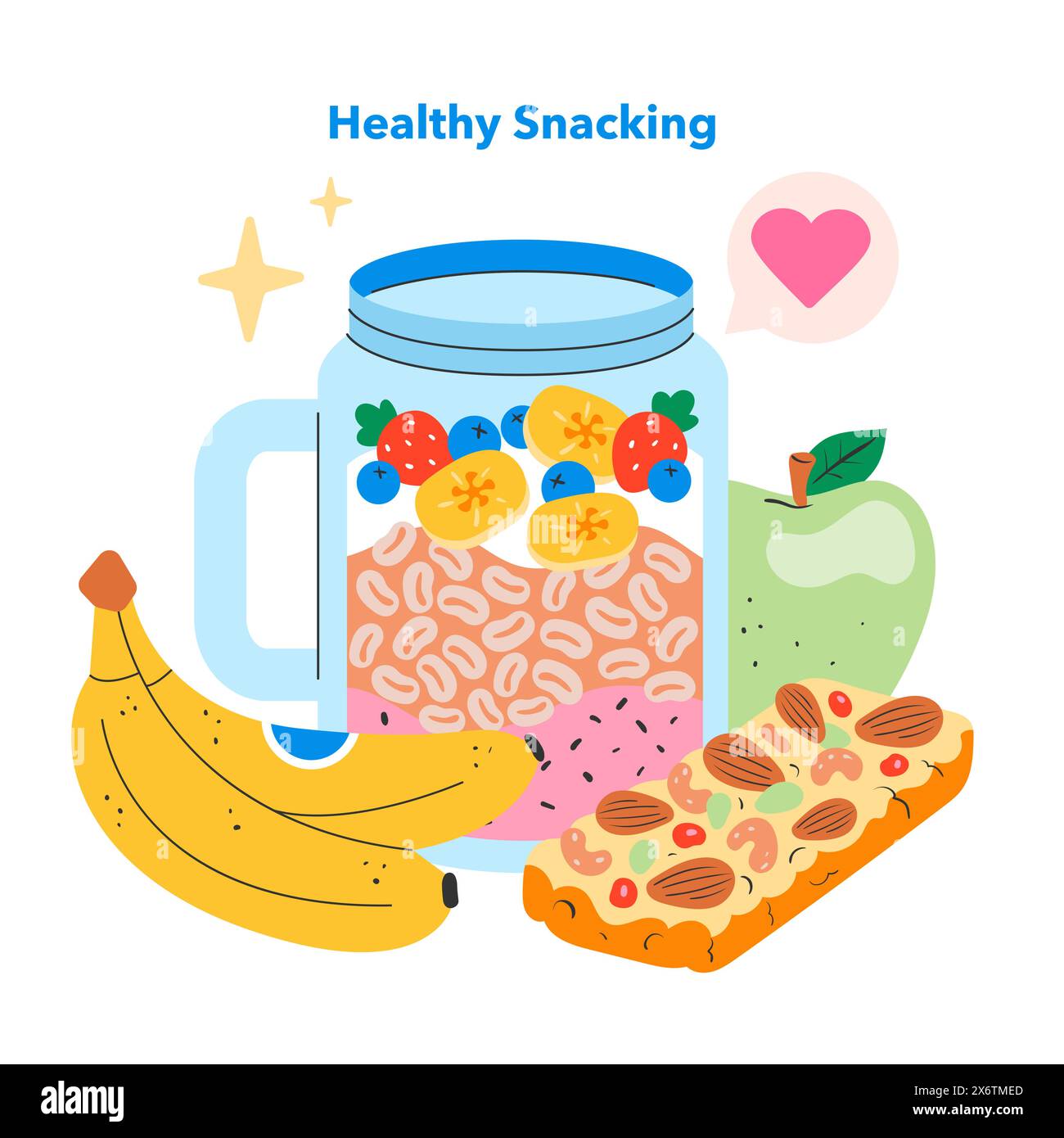 Healthy Snacking concept. A selection of nutritious snacks including a ...
