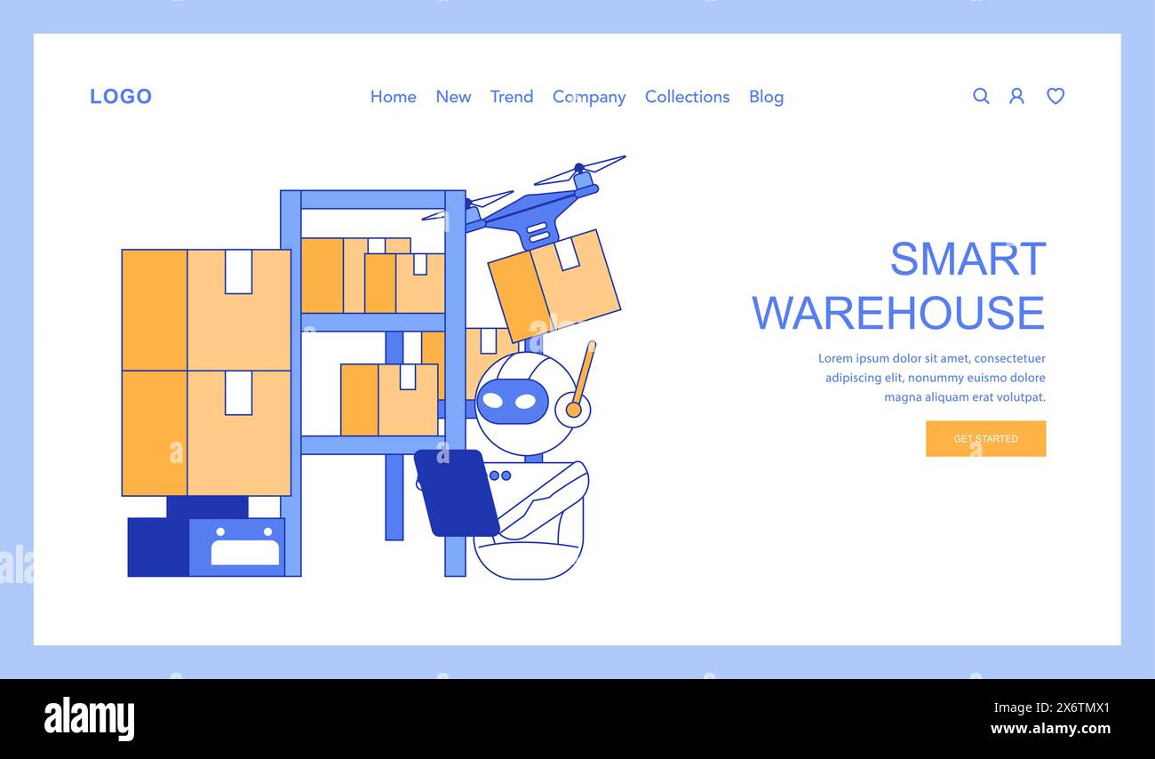 Smart Warehouse concept. Advanced drones and robots streamline inventory management for the ...