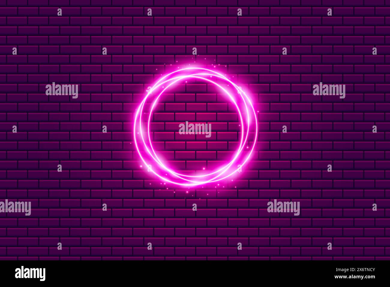 Light circle neon halo on brick wall, Bright glowing pink ring light ...