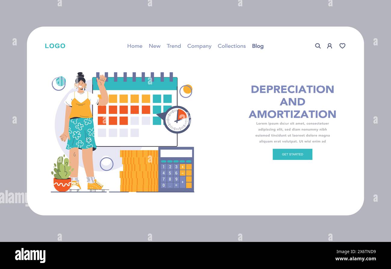 Amortization and depreciation web or landing. Calculating the value for ...