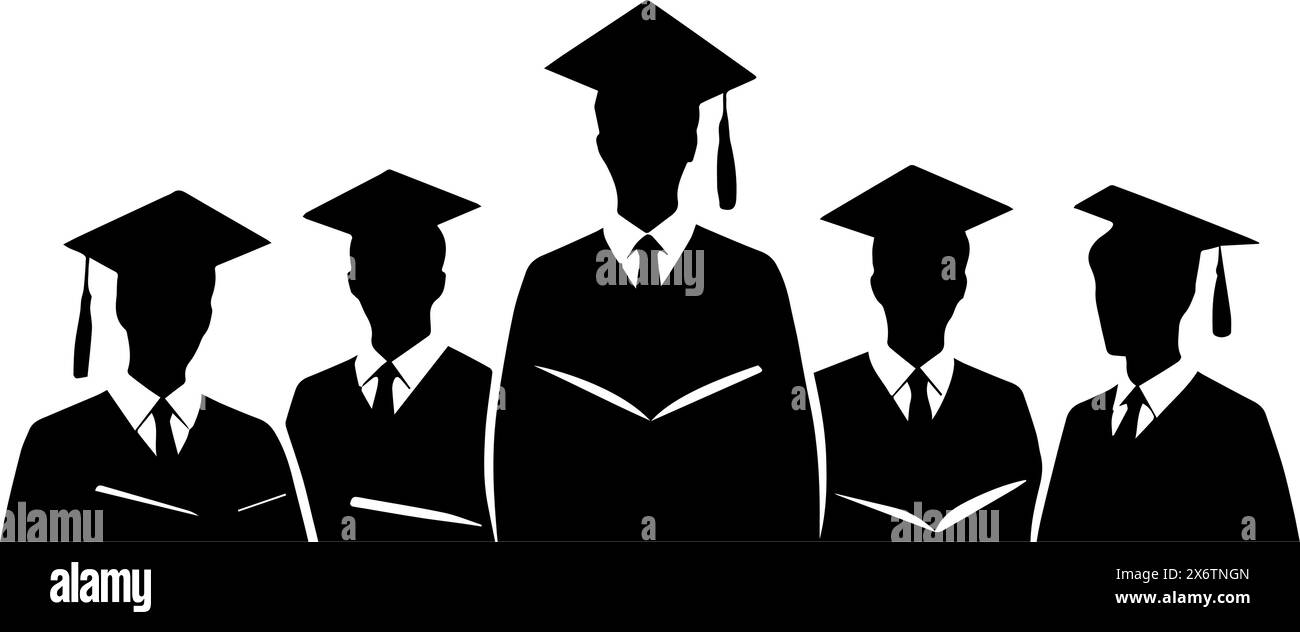 Group of graduates silhouette. Vector illustration Stock Vector Image ...