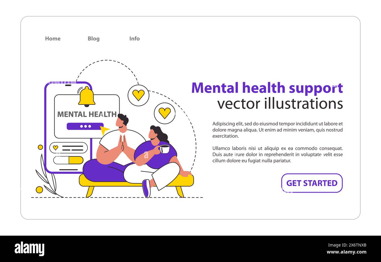 Mental Health Support concept. Digital therapy and wellness with ...