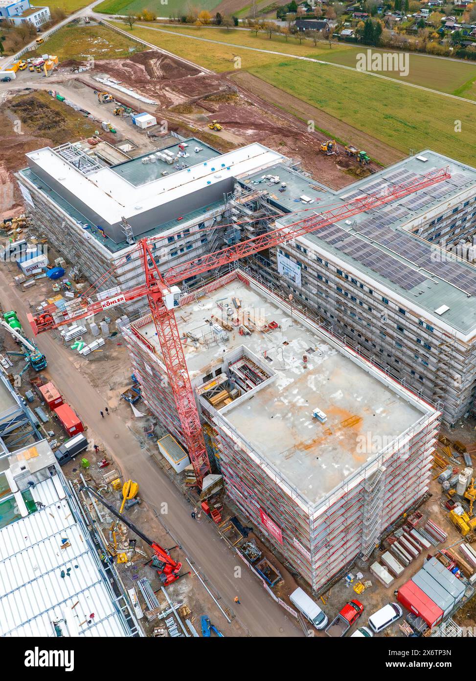 Large construction site with several buildings under construction ...