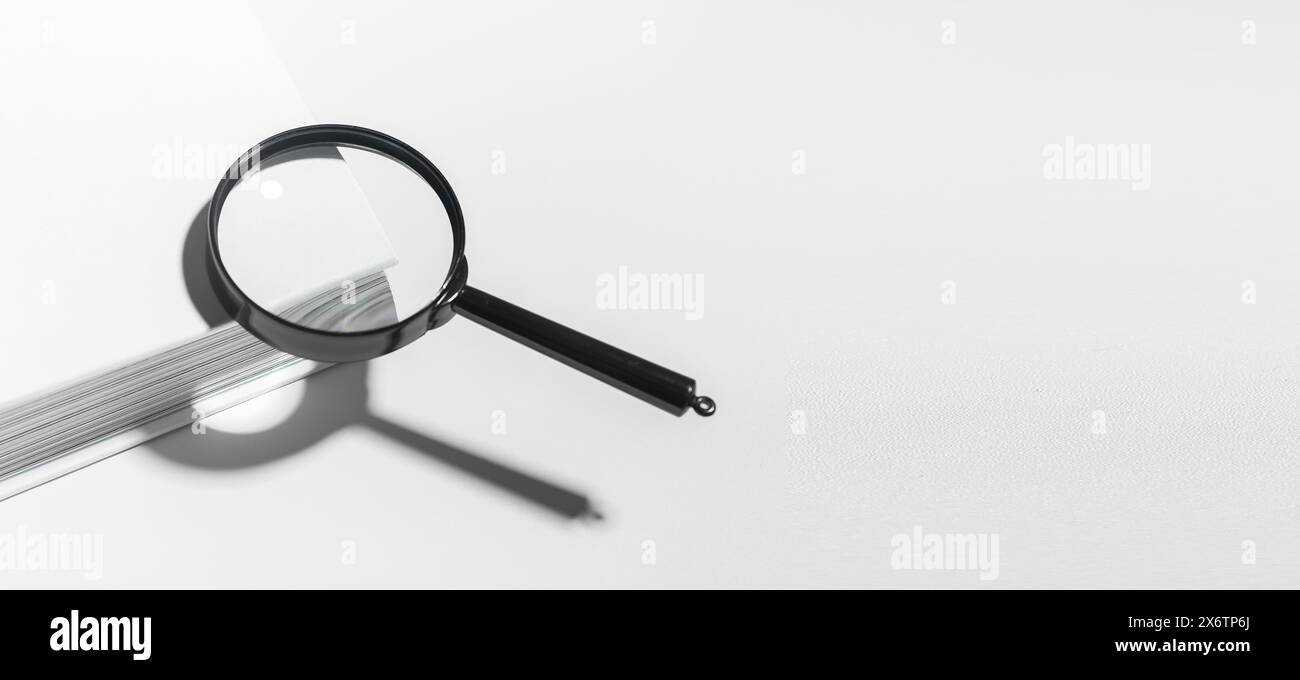 Exploration and research with magnifying glass. Single lens for ...