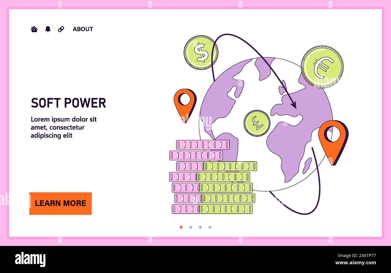 Soft power web or landing. Global connectivity and international ...