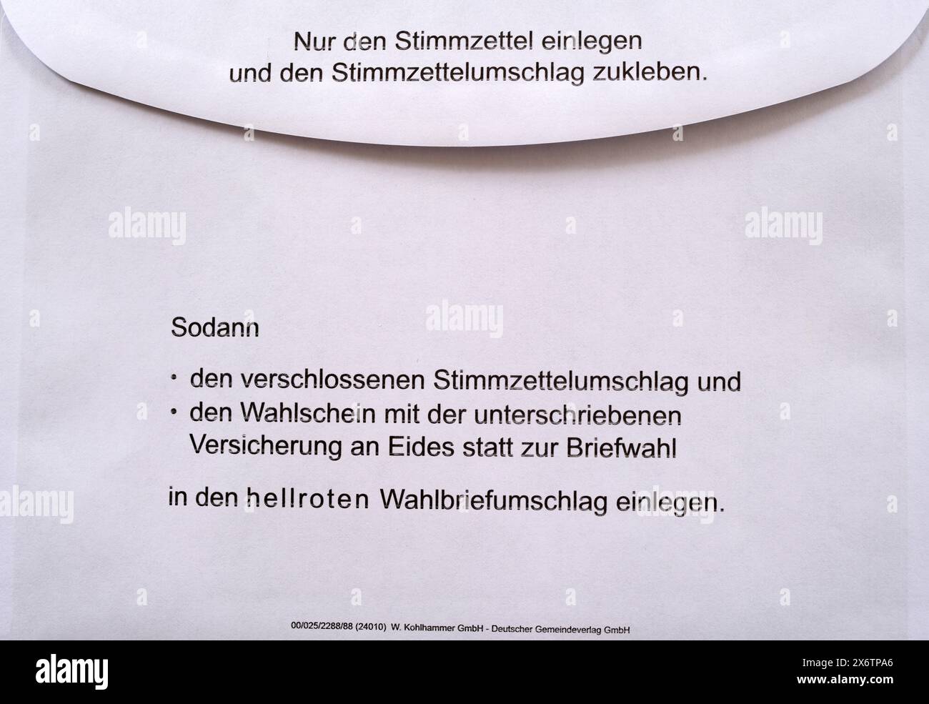 Ballot paper envelope, white, instruction, ballot paper envelope ...