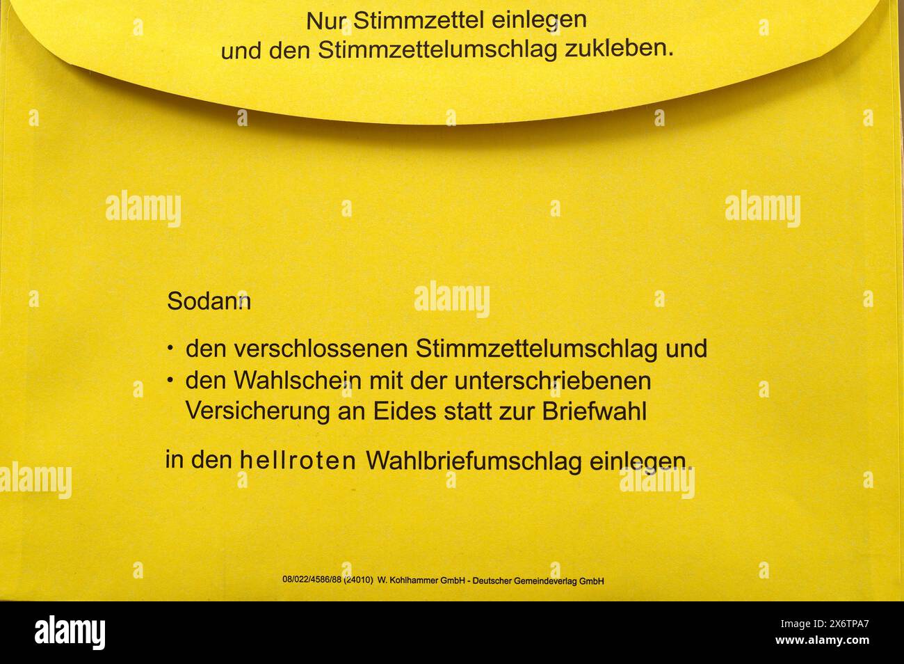 Ballot paper envelope, yellow, instruction, ballot paper envelope ...