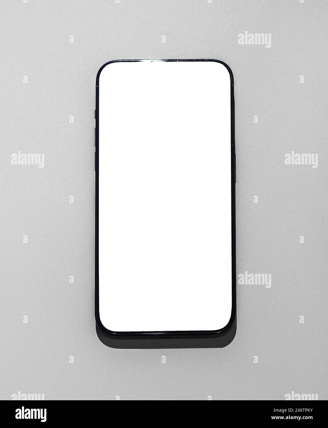 Modern mobile phone, blank screen smartphone. White technology device ...