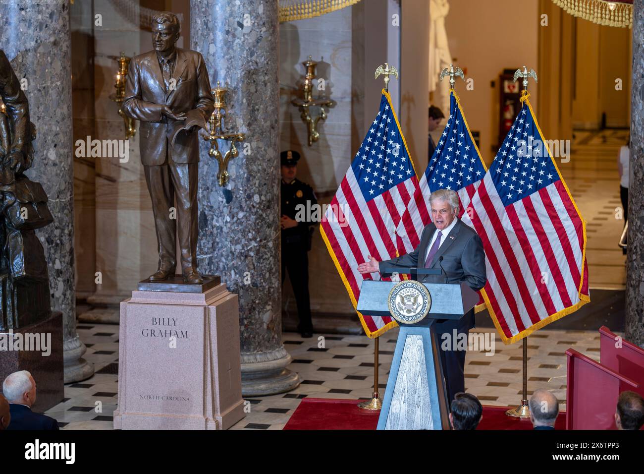 Rev. Franklin Graham, son of the late Rev. Billy Graham, speaks after ...