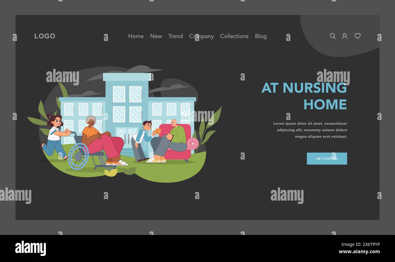 Senior care concept. Youthful volunteers sharing time and joy with ...