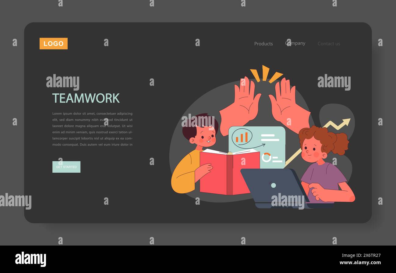 Children learn web or landing. Elementary school classes. Kids engage ...