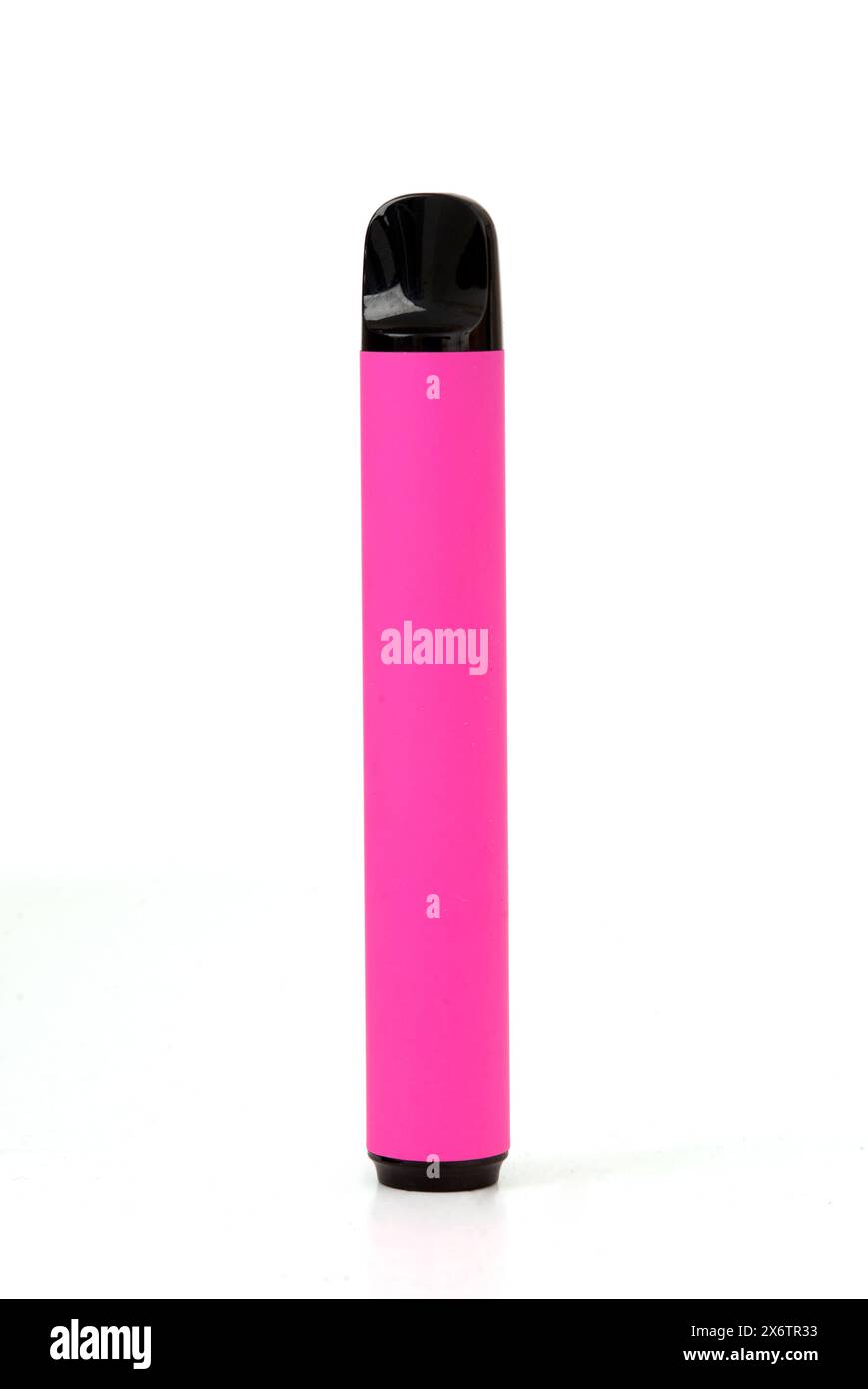 Pink disposable electronic cigarette isolated on a white background ...