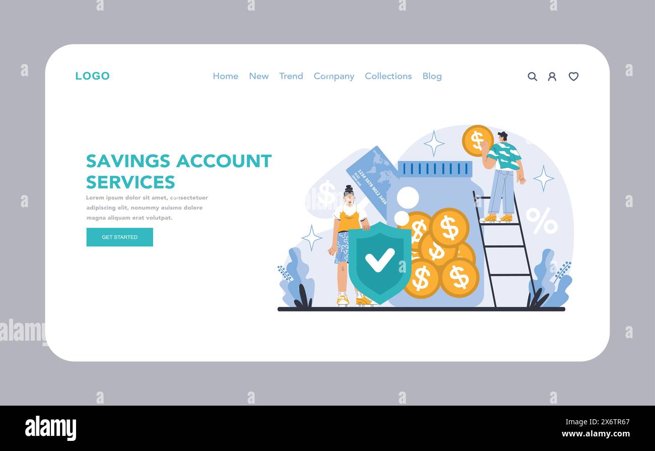 Savings Account Services web or landing page. Secure financial growth ...