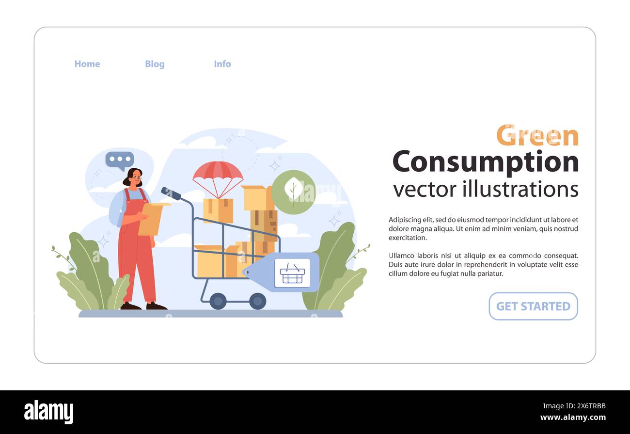 Green Consumption concept. Woman in overalls efficiently shops with ...