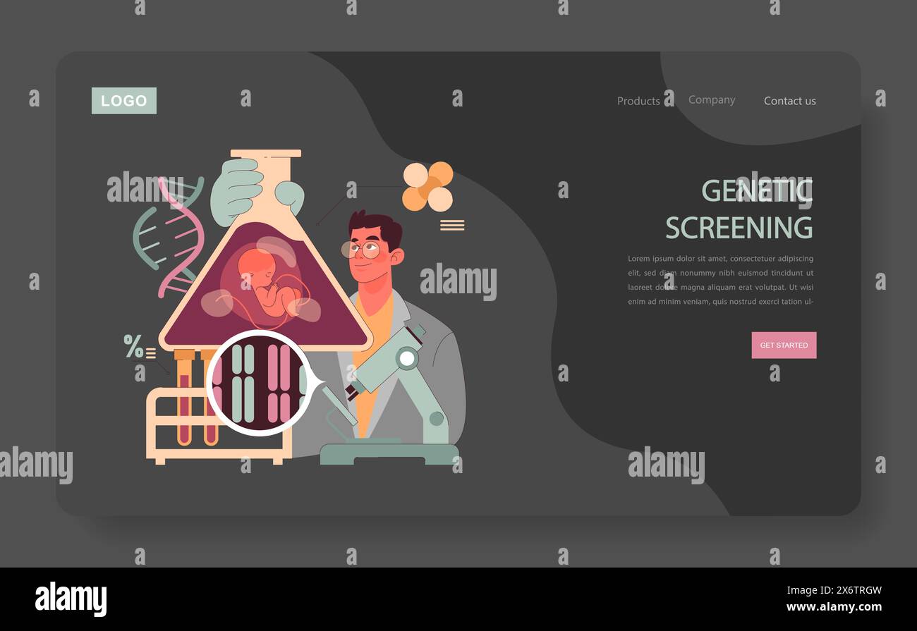 Genetic Screening concept. A scientist observes a fetus within a ...