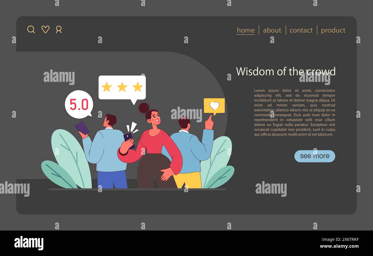 Wisdom of the crowd concept. Collective opinion shaping through star ...