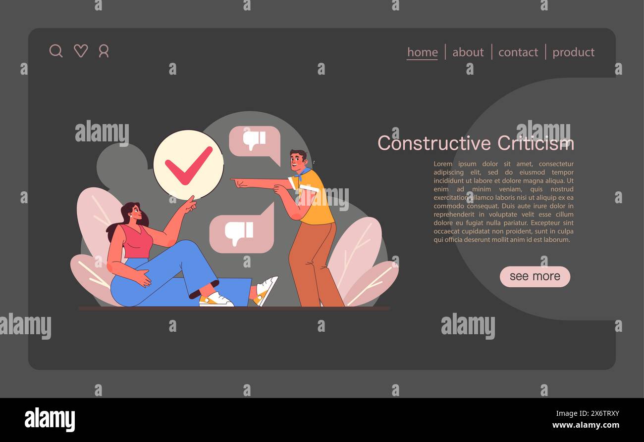 Constructive Criticism concept. Two characters engage in positive ...