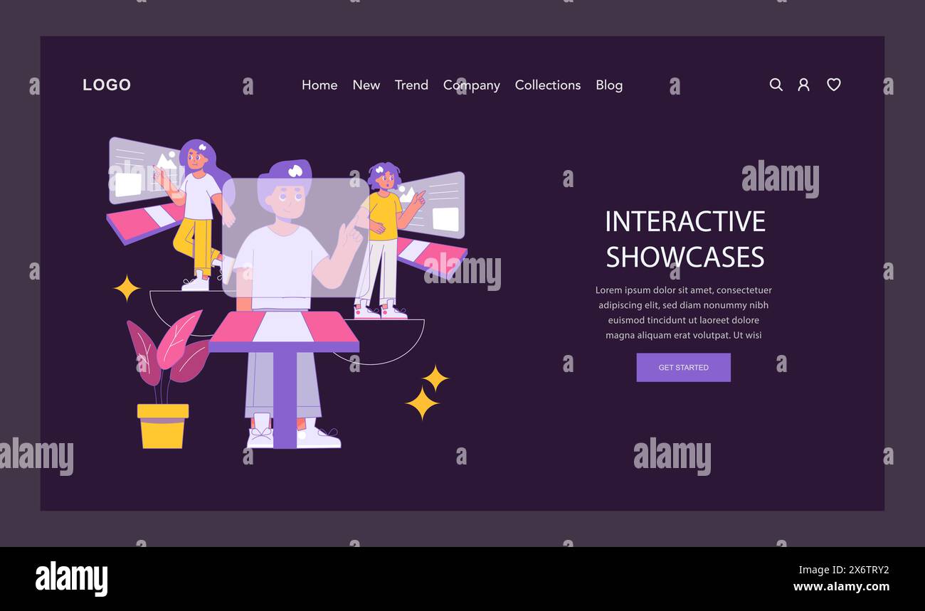 Phygital concept illustration showcasing interactive digital interfaces for enhanced user ...
